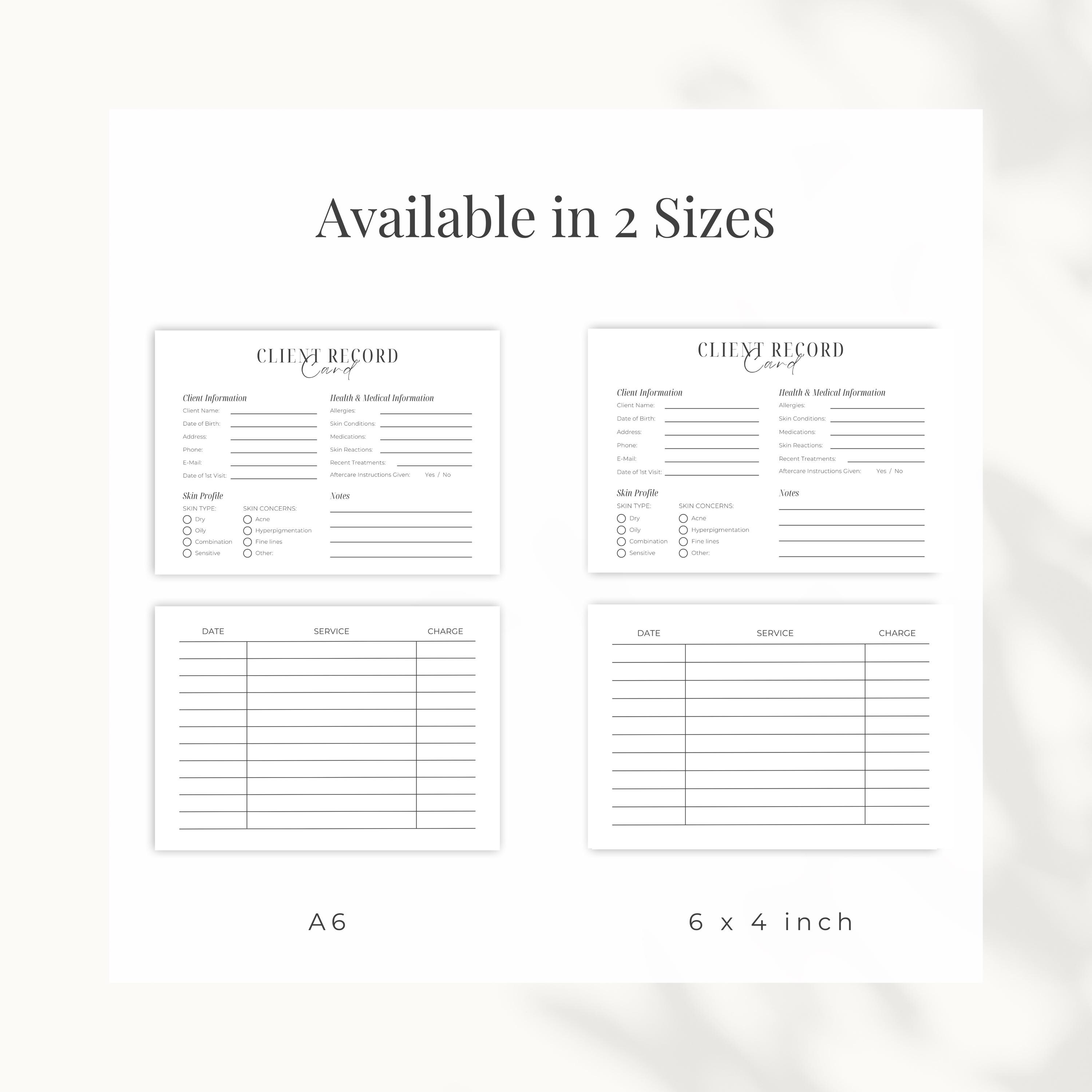 Esthetician Client Record Card Template | Editable Beauty Record Card ...