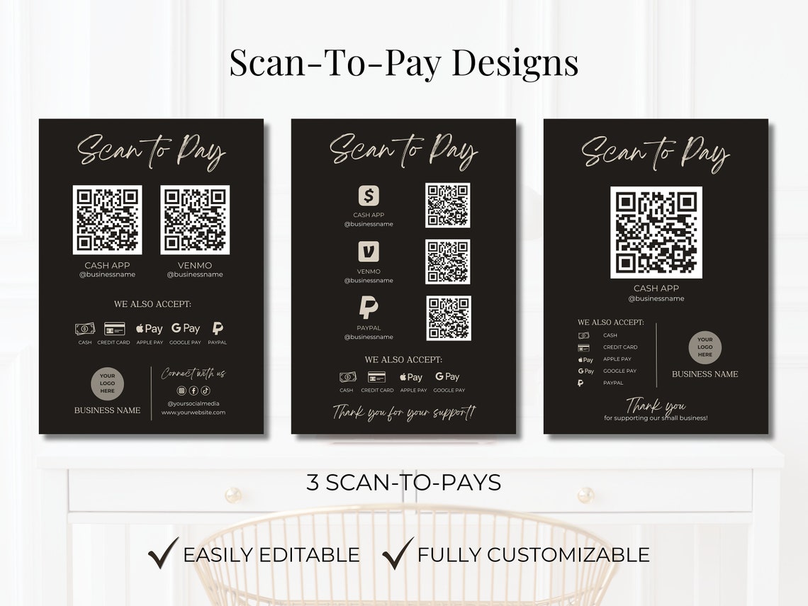 Price List Template Scan to Pay Sign QR Code Sign Pricing List Payment ...