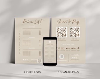 Price List Template Scan to Pay Template QR Code Sign Pricing List ...