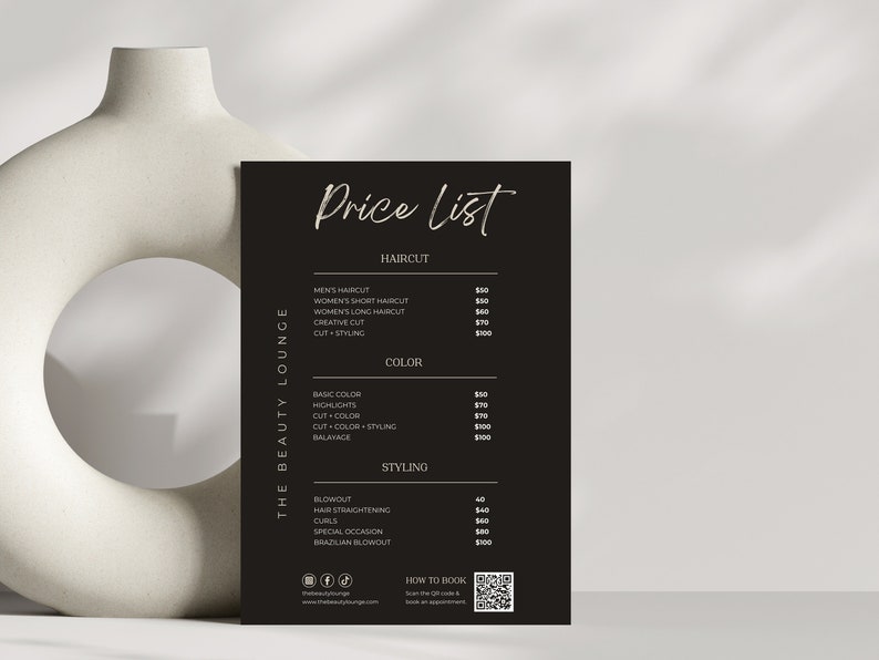 Price List Template | Scan to Pay Sign | QR Code Sign | Pricing List ...