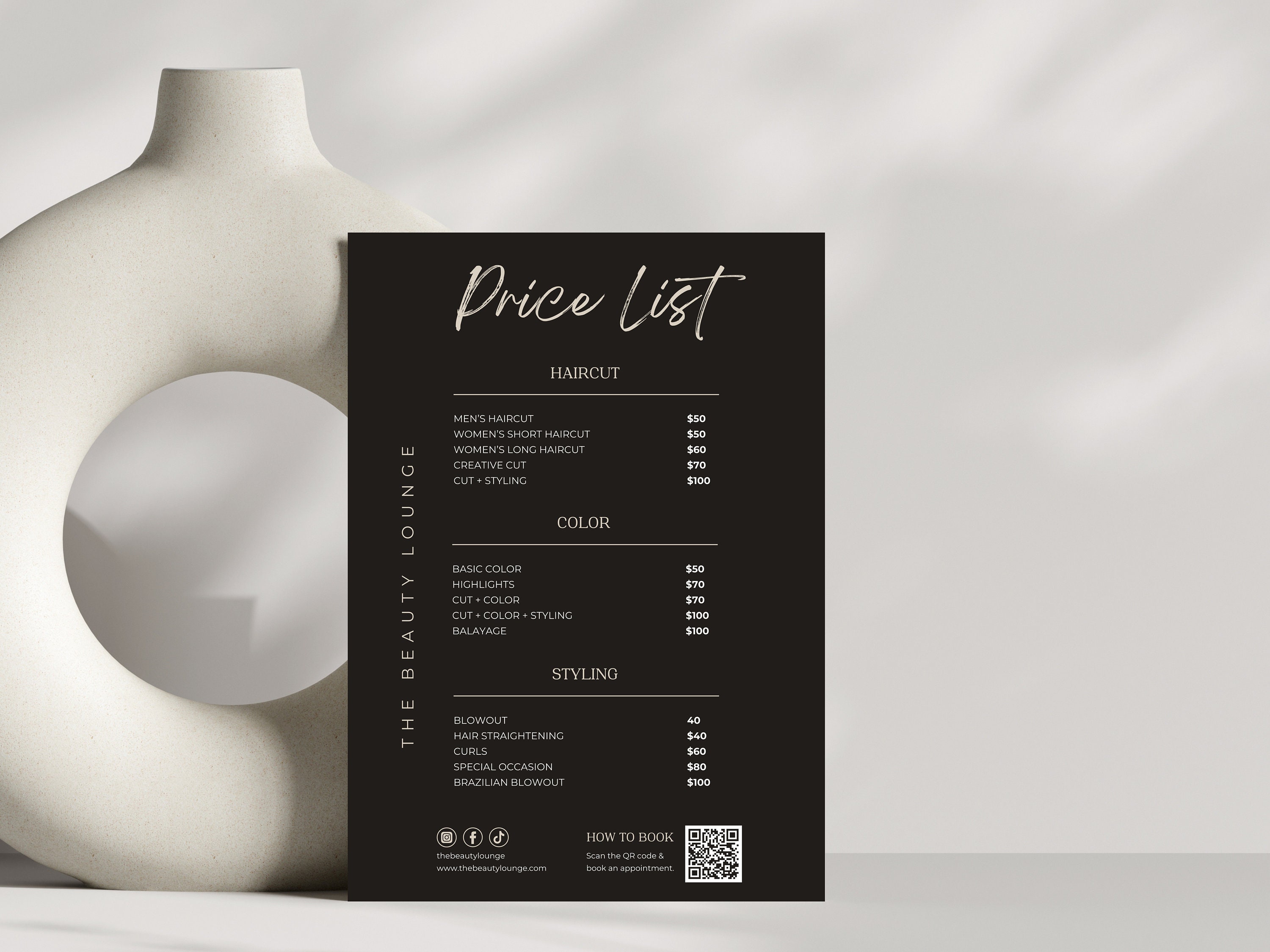 Price List Template | Scan to Pay Sign | QR Code Sign | Pricing List ...