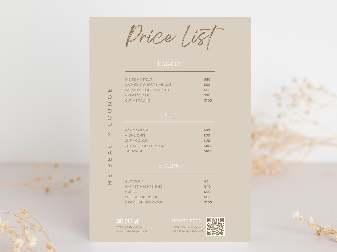 Price List Template Scan to Pay Template QR Code Sign Pricing List ...