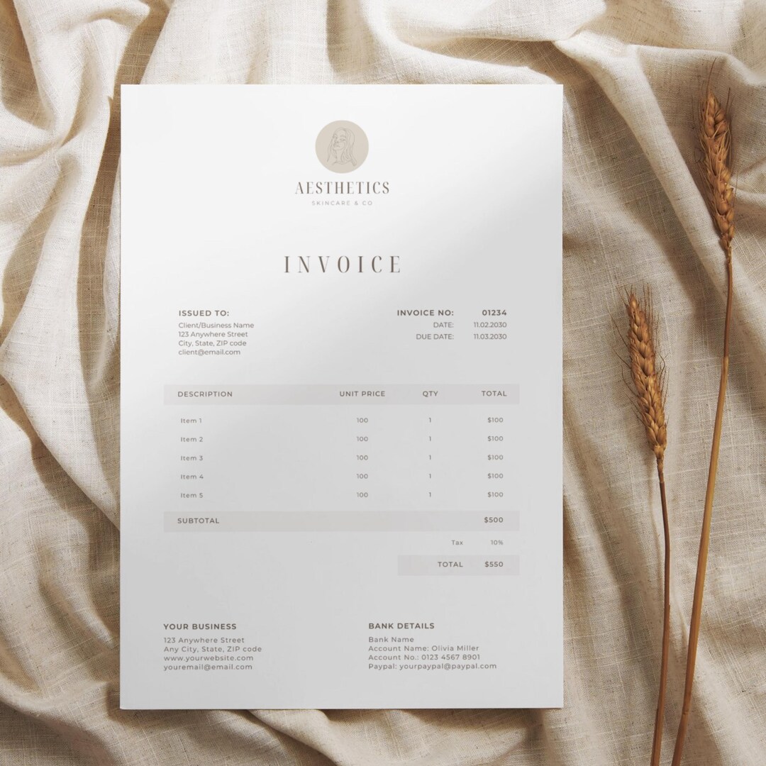 Modern Minimalist Client Invoice Template | Business Invoice Editable ...
