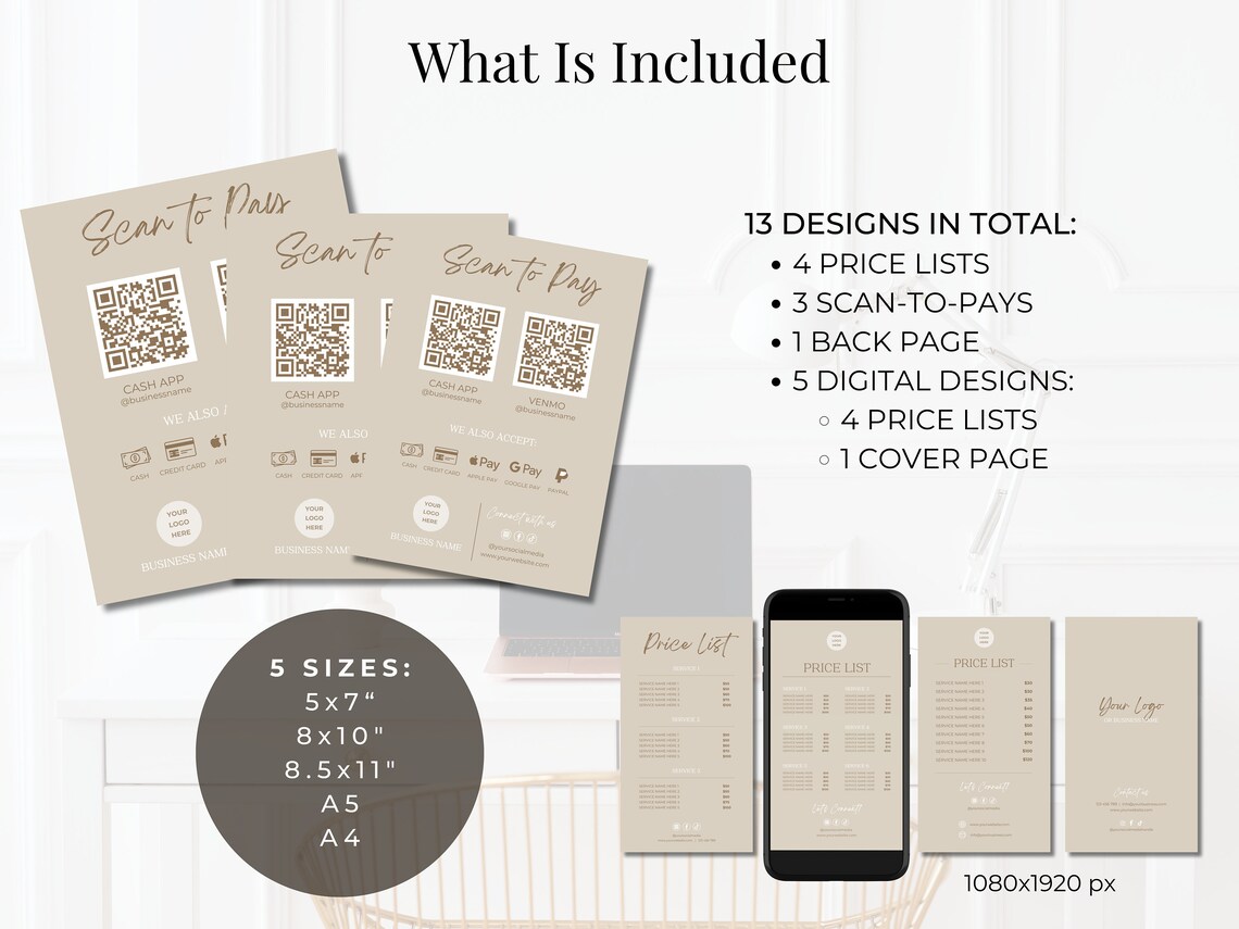 Price List Template Scan to Pay Sign QR Code Sign Pricing List Payment ...