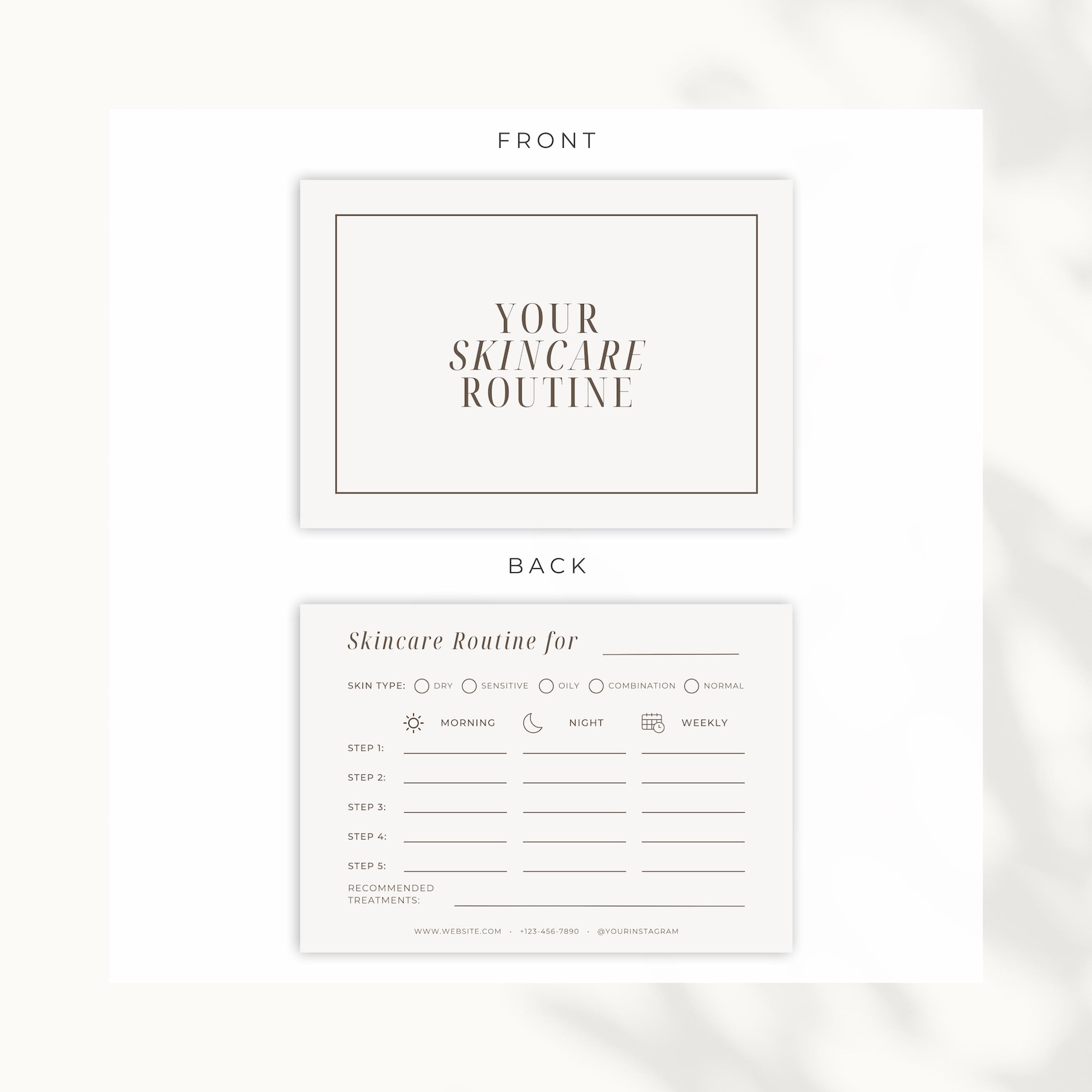 Editable Skincare Routine Card for Estheticians and Skincare ...