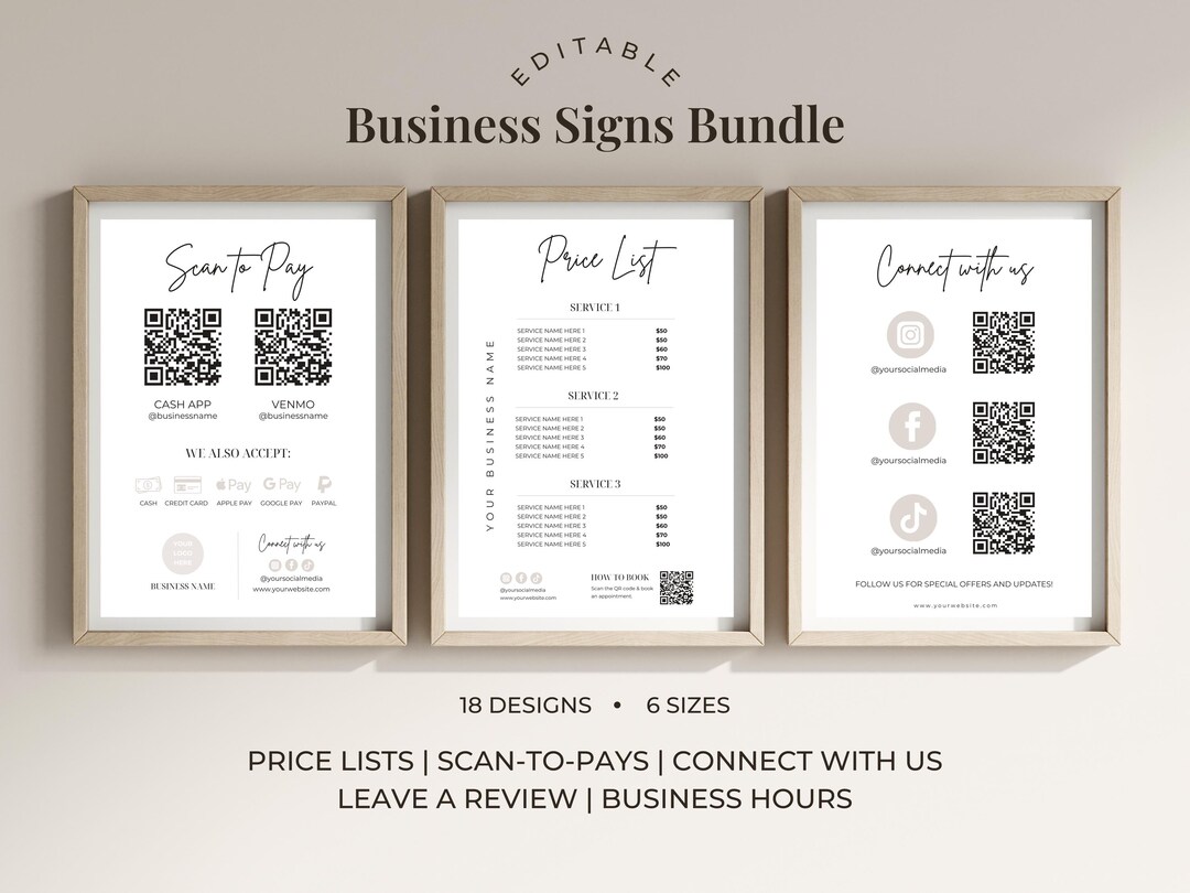 Price List Template | Scan to Pay Sign | QR Code Sign | Pricing List ...