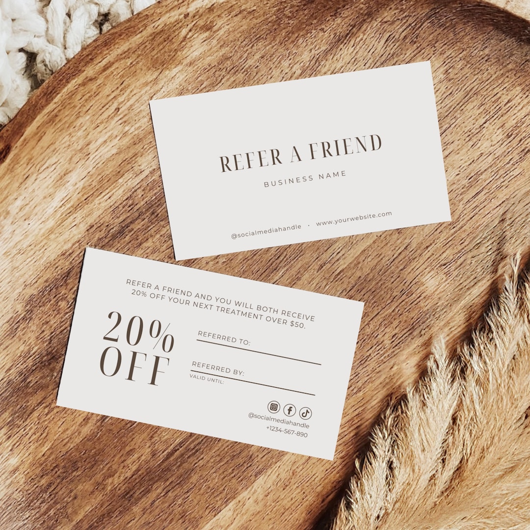 Editable Client Referral Card Template | Beauty Salon Refer A Frien ...