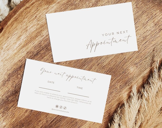 Appointment Card Template, Editable Appointment Cards, Next Appointment ...