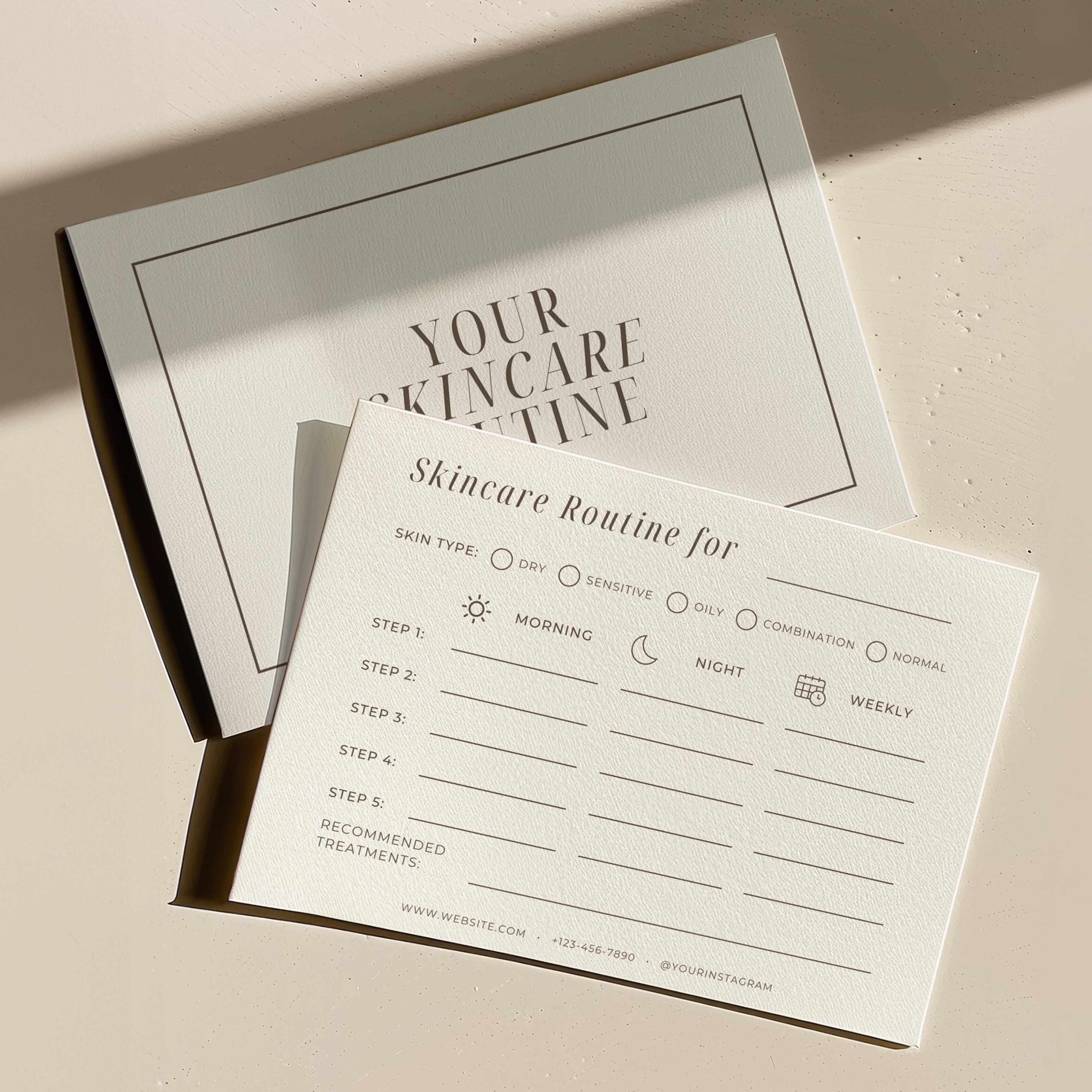 Editable Skincare Routine Card for Estheticians and Skincare ...