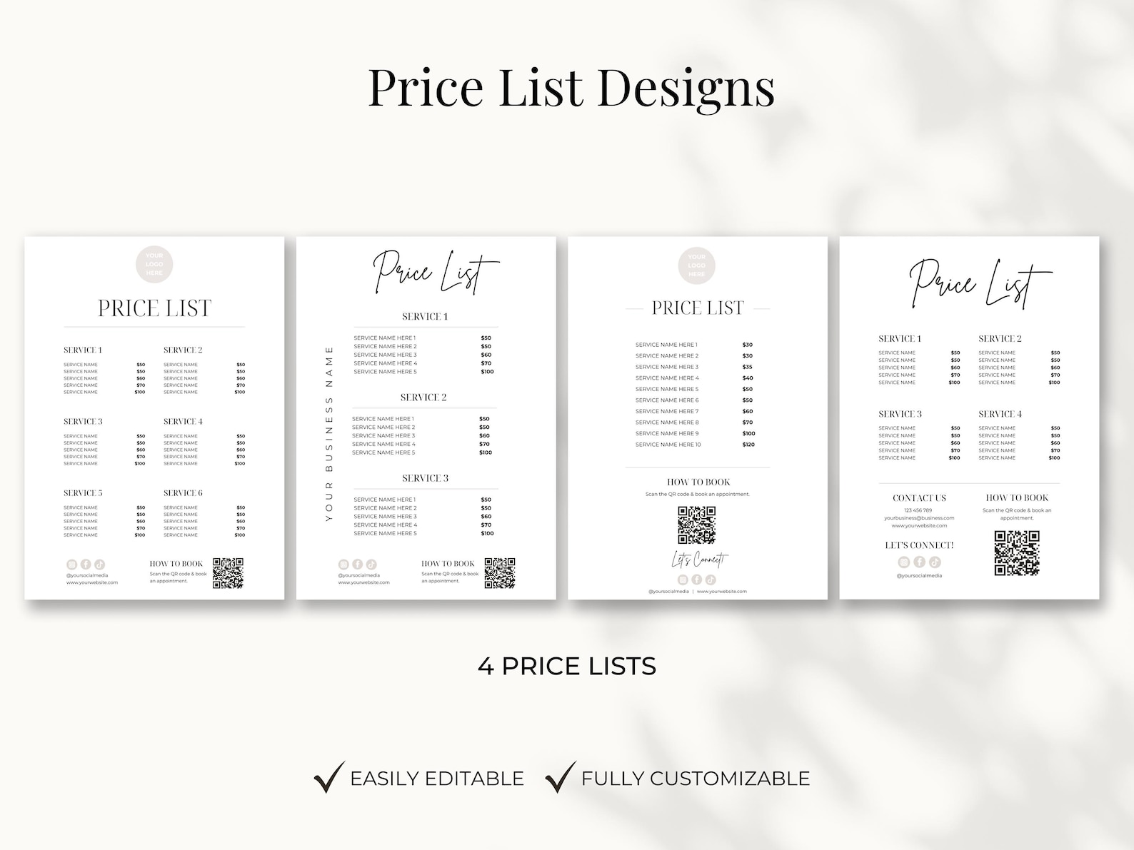 Price List Template | Scan to Pay Sign | QR Code Sign | Pricing List ...