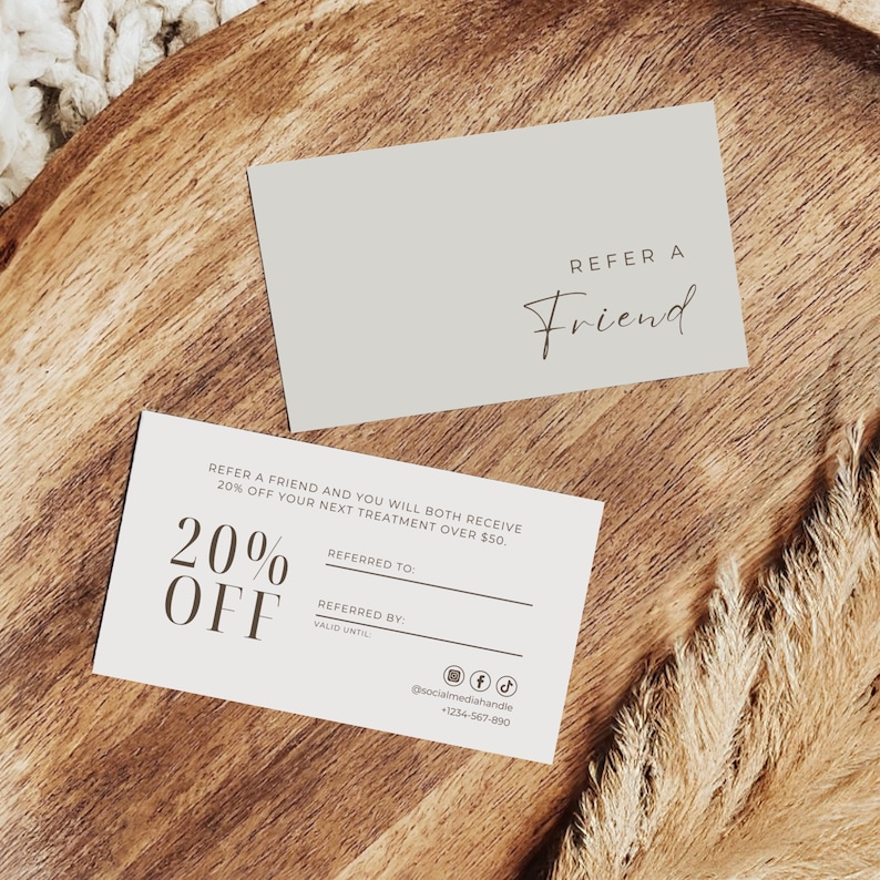 Editable Referral Card Template: Beauty Salon & Spa Rewards | Refer A ...