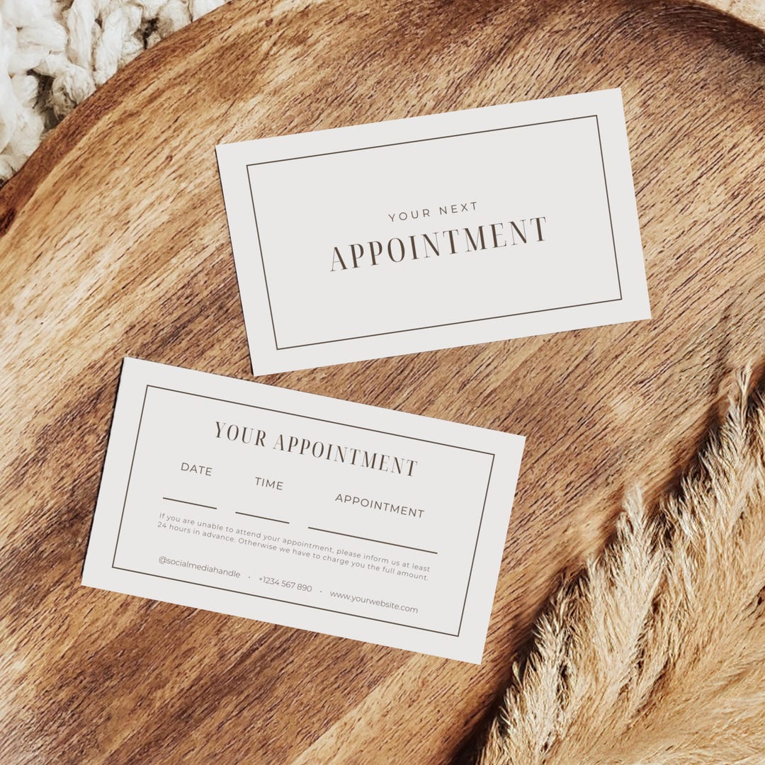 Printable Appointment Card Template | Editable Appointment Reminder Card | booking Reminder Card ...