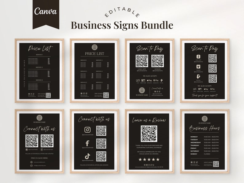 Price List Template Scan to Pay Sign QR Code Sign Business Pricing List ...