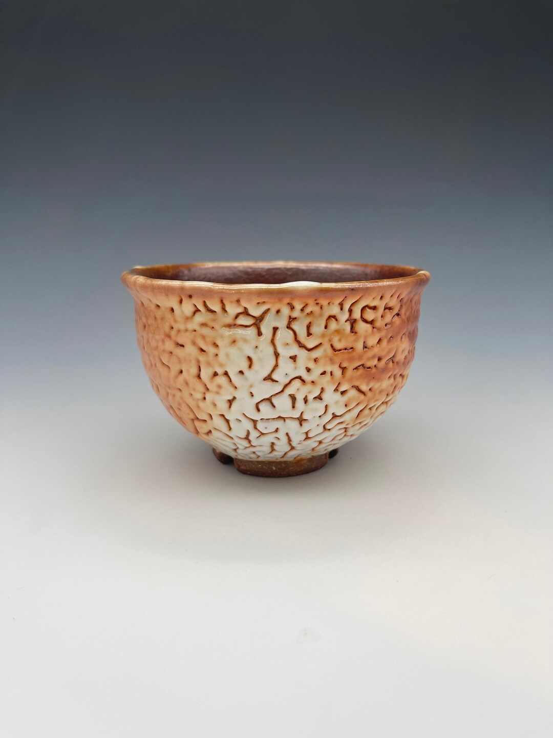 Chawan, Wood-fired Iron Rich Stoneware With Crawling Shino and Natural ...