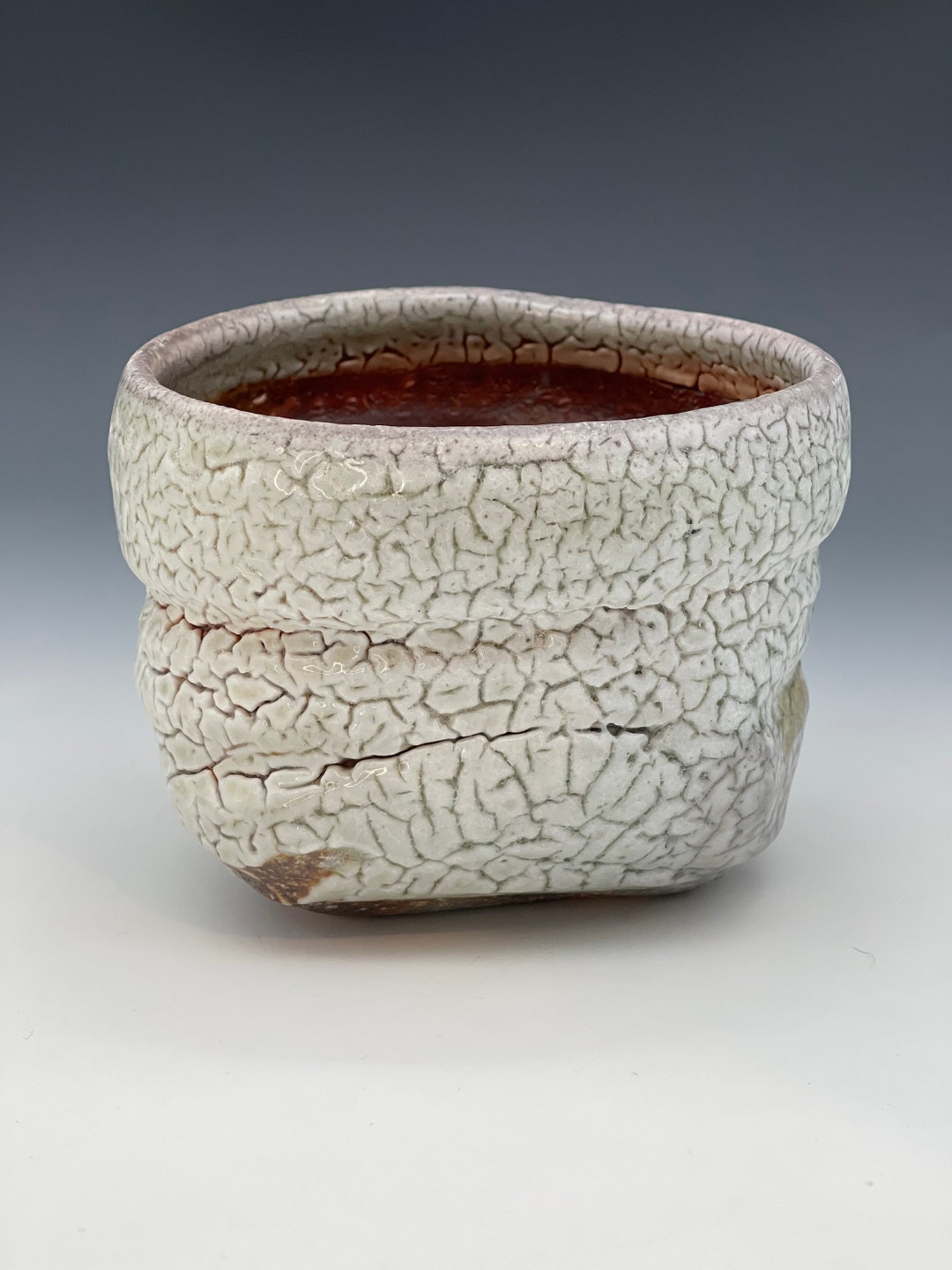 Chawan, Wood-fired Iron Rich Stoneware With Crawling Shino and Natural ...
