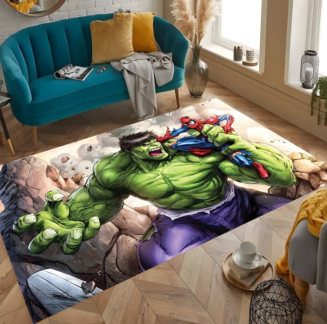 Hulk Rug, Spiderman Hulk Decor, Superheros Rug, Green Giant, Kids Room ...
