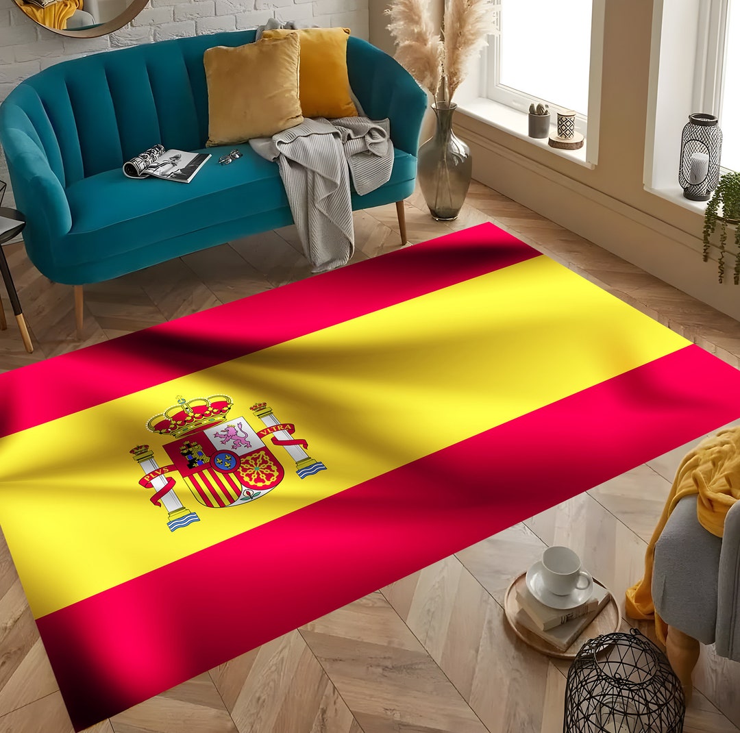 Spain Flag Rug, Spain Flag Art, Spain Flag Decor, Modern Art Rug ...