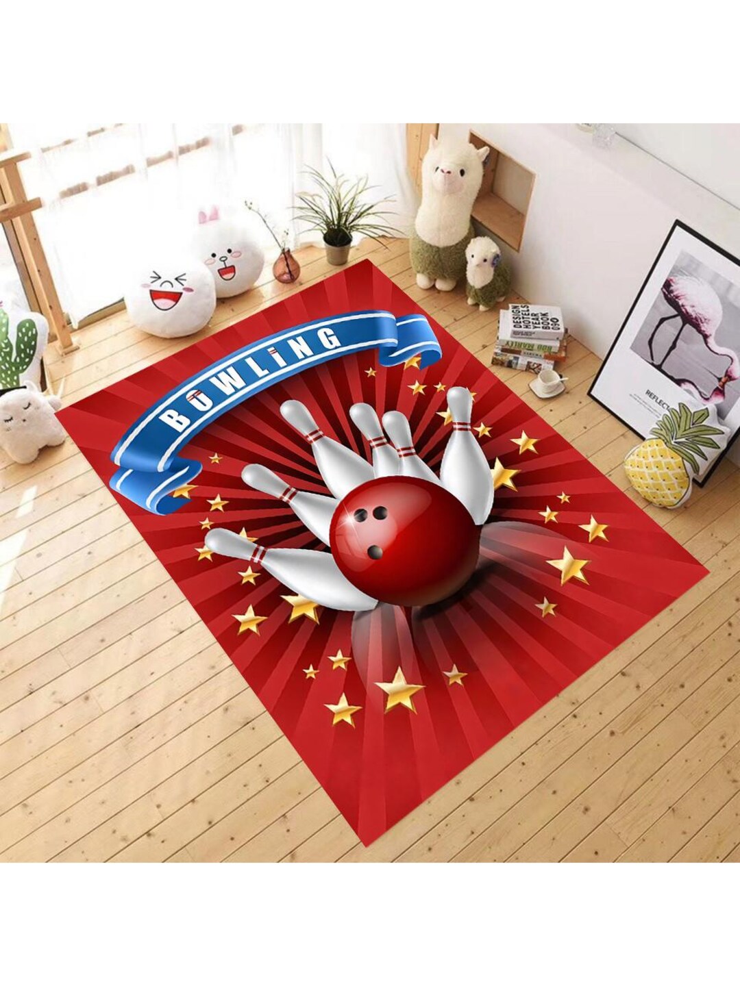 Bowling Rug, Game Rug, Game Room, Game Mat, Living Room Decor, Modern ...