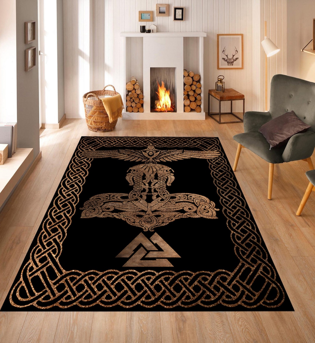 Viking Mythology, Mythology Art Rug, Modern Area Rug, Living Room ...