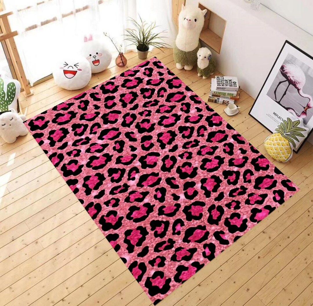 Leopard Patterned Rug, Pink Leopard Pattern, for Girls' Room, Gift for ...