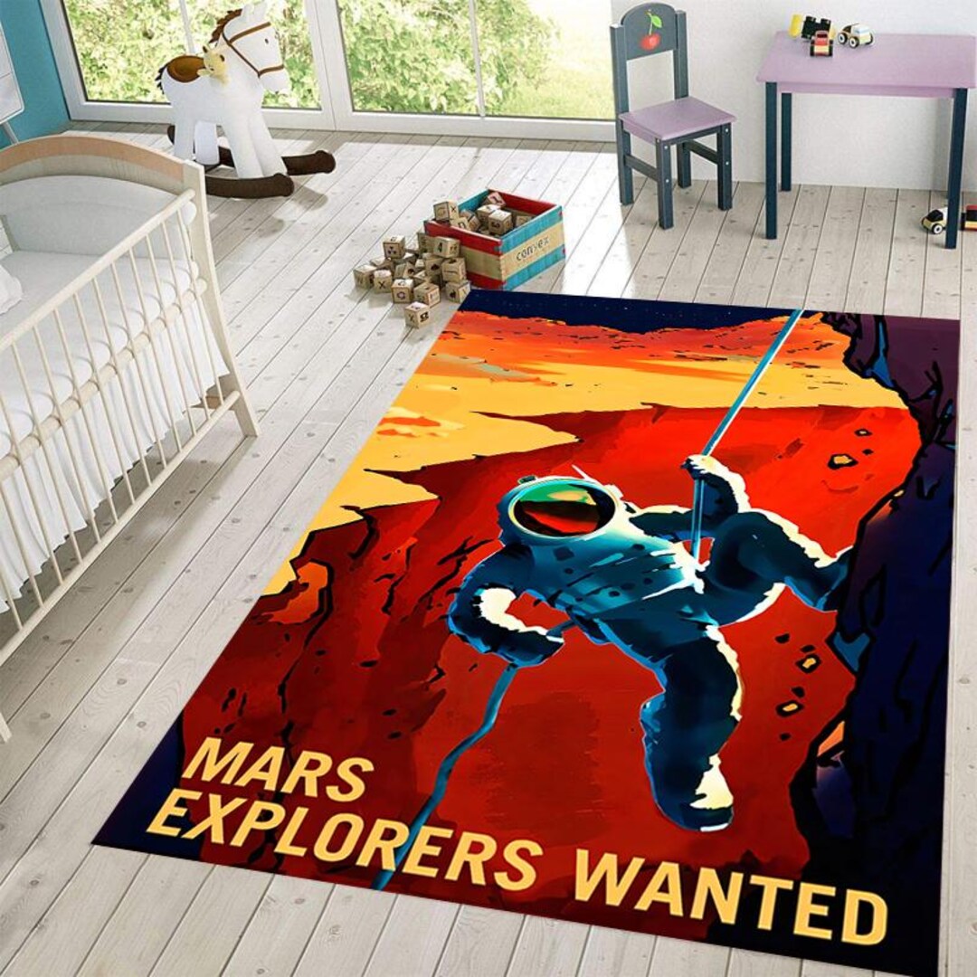 Astronaut Rug, Mars Rug, Planets Rug, Kids Room Decor, Boys Room Rug ...