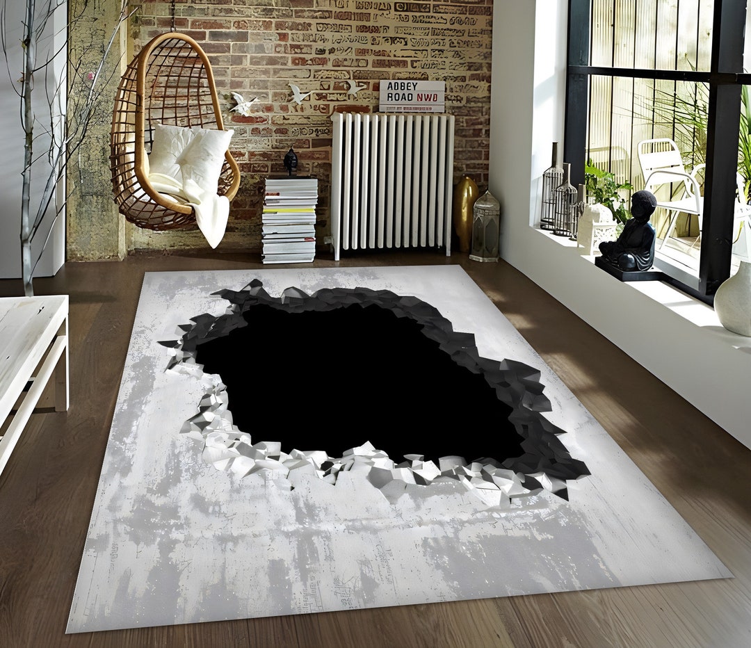 3D Hole Rug: Modern Broken Ground Decor Rug - Etsy