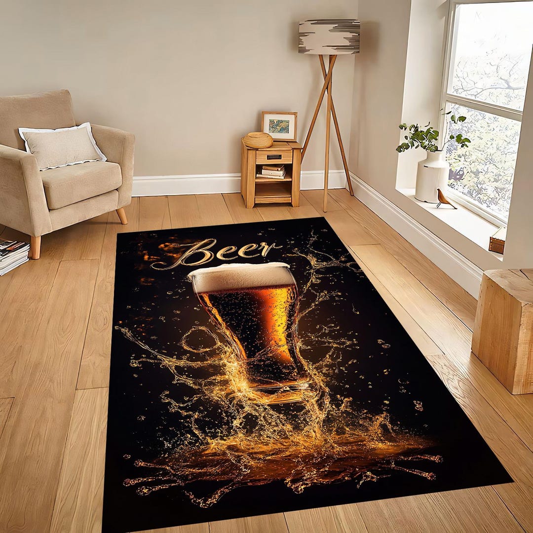 Wine Rug, Whiskey Design Rug, Beer Drink Themed, Alcohol Decor Rug ...