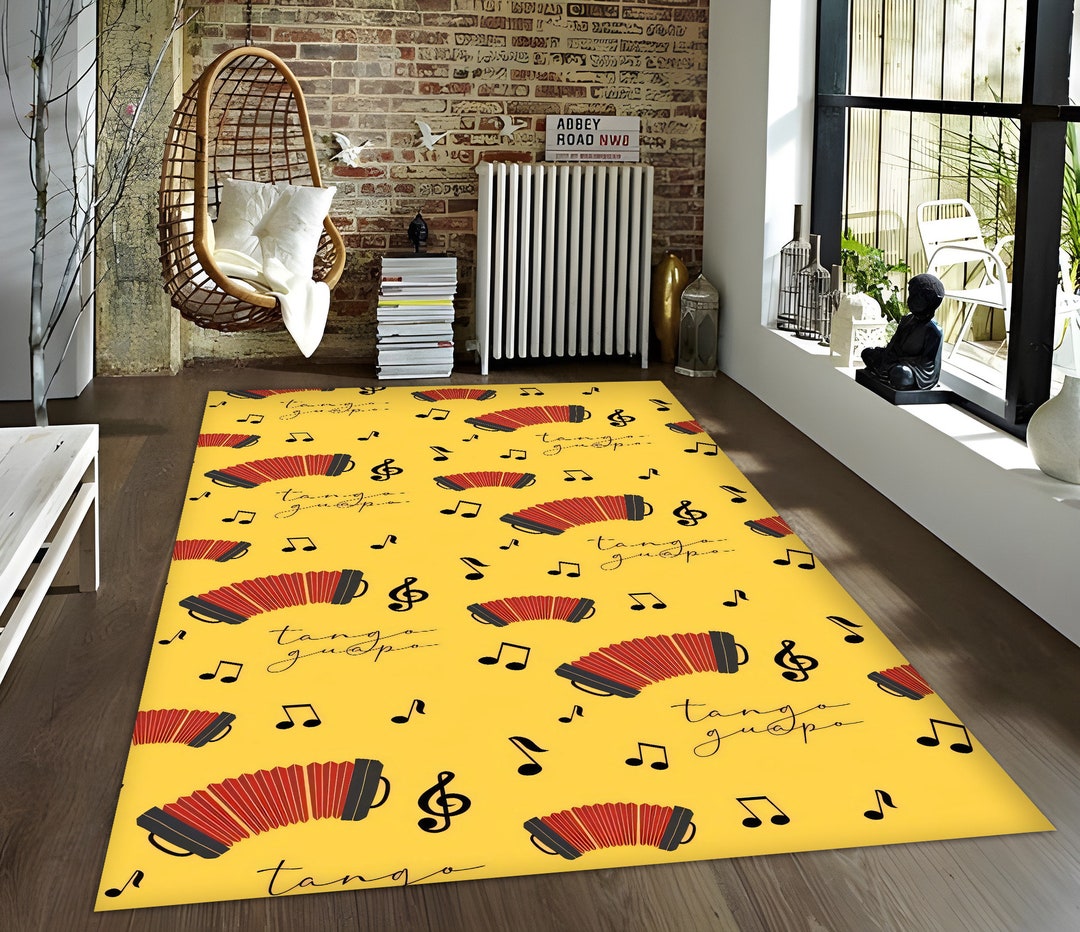 Tango Rug, Dance Themed Rug, Music Notes Rug, Bandoneon Rug, Funny Rug ...