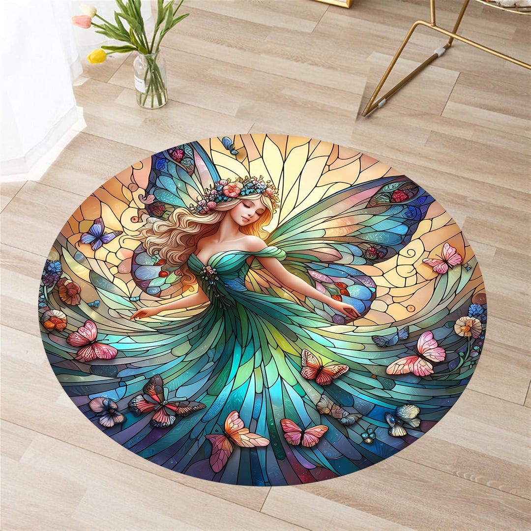 Round Rug, Fairy Rug, Fairy Art Rug, Aesthetic Fairy Rug, Girls Room ...