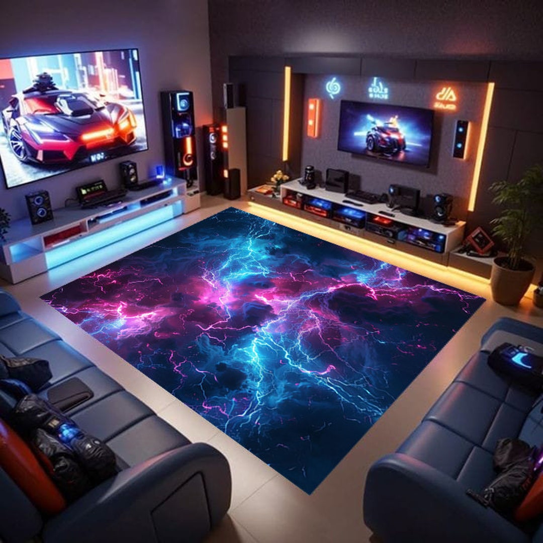 Neon Look Rug, Shining Rug, Laser Light Rug, Lightning Light Rug, Game ...
