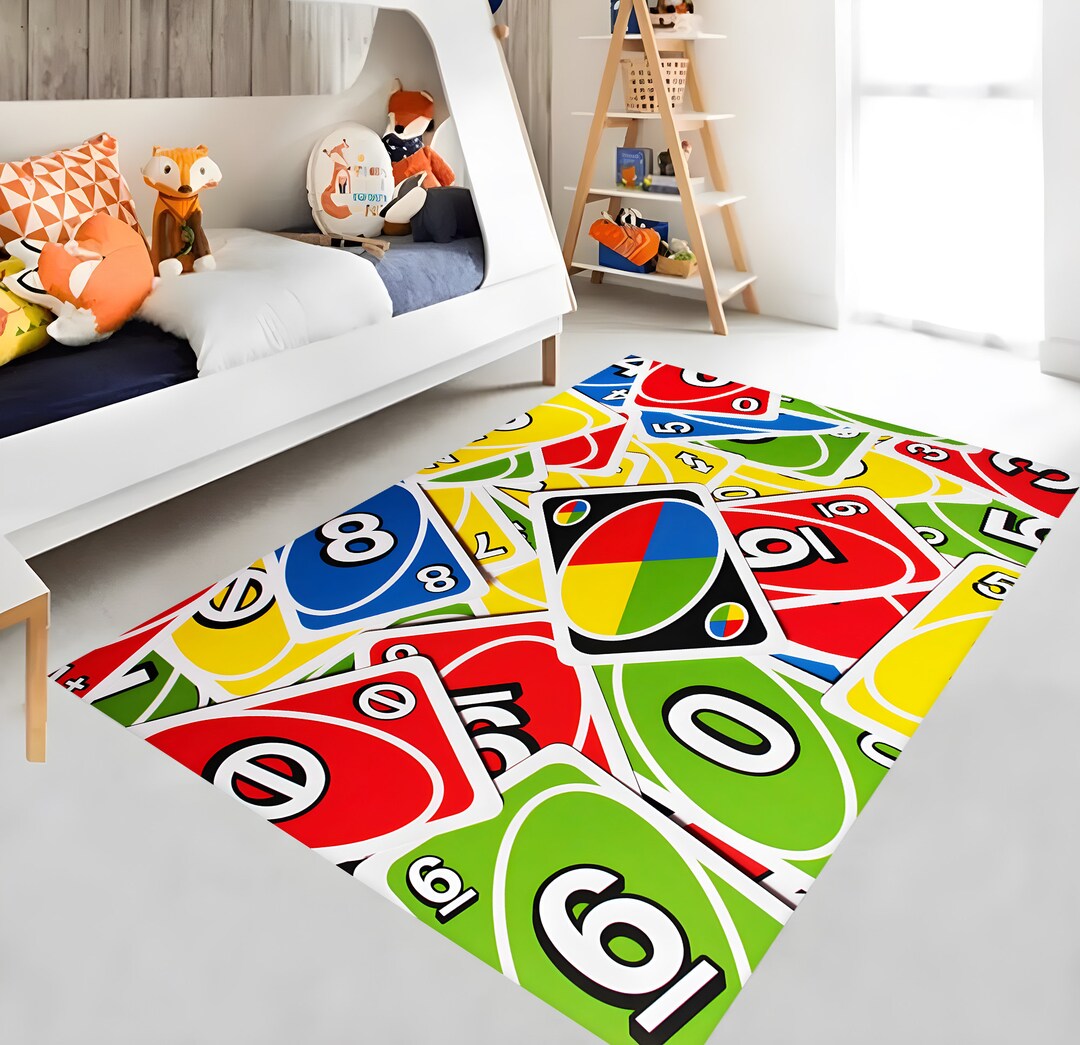 Uno Card Rug, Uno Game Rug, Game Room, Game Mat, Funny Rug, Colorful ...