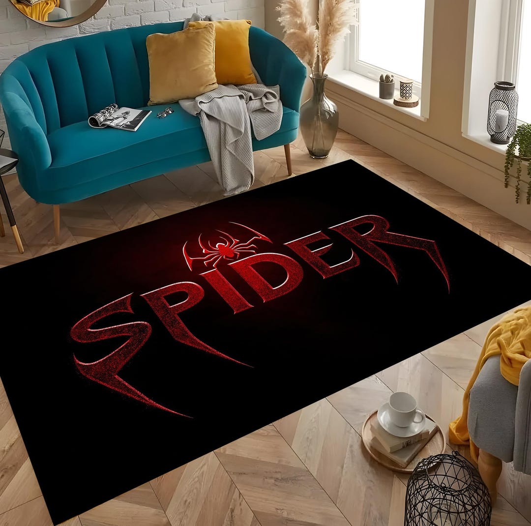 Spider Text Rug, Spider Rug, Spiderman, Cool Spider Rug, Boys Room Rug ...