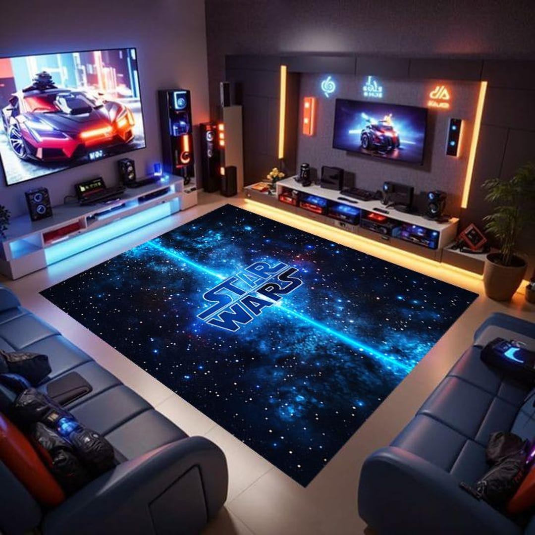 Star Wars Text, Star Wars Rug, Lightning Rug, Space Rug, Stars Rug ...