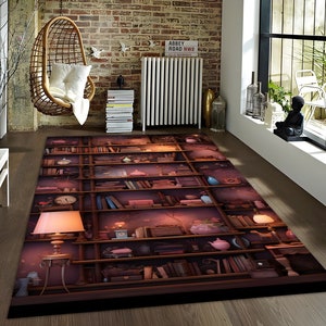 Library Rug, 3D Library Rug, Work Room Rug, Books Rug, Modern Area Rug ...