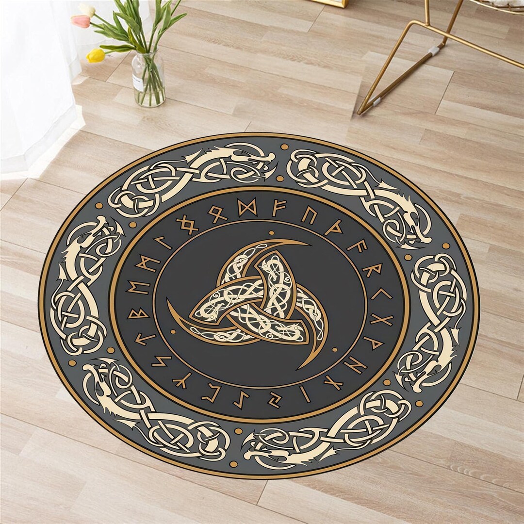 Viking Symbol Round Rug: Odin Rune, Norse Decor - Etsy