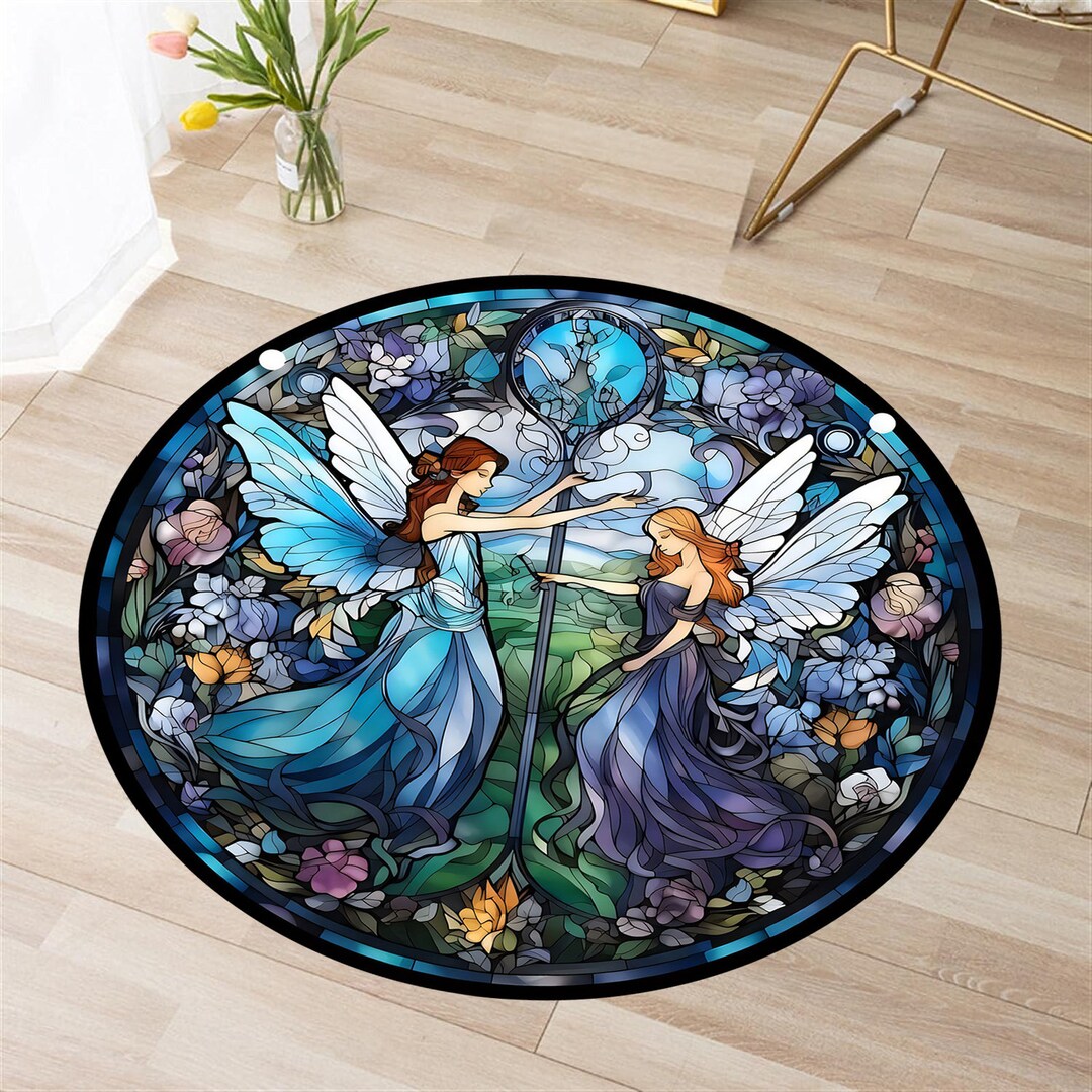 Round Rug, Fairy Rug, Fairy Art Rug, Cute Rug, Kids Room, Girls Room ...