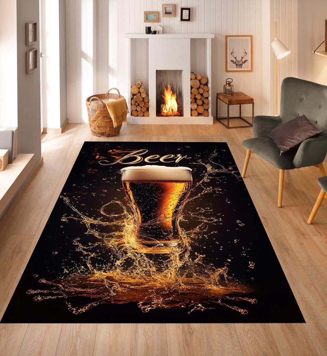 Wine Rug, Whiskey Design Rug, Beer Drink Themed, Alcohol Decor Rug ...