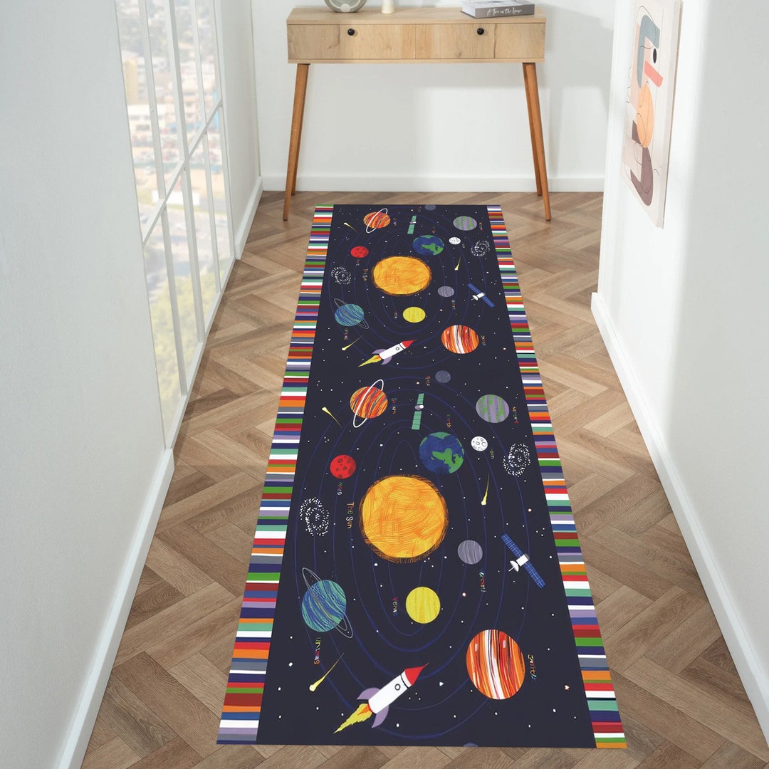 Runner Rug, Space Rug, Planets Rug, Rocket Rug, Moon Rug, Solar System ...