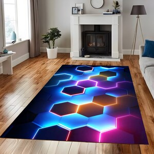Neon Game Rug: Colorful Gamer Room Decor - Etsy