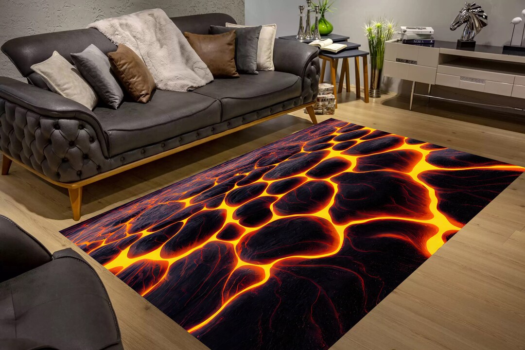 Lava Rug, 3D Lava Rug, Fire Rug, Modern Area Rug, Personalized Gift ...