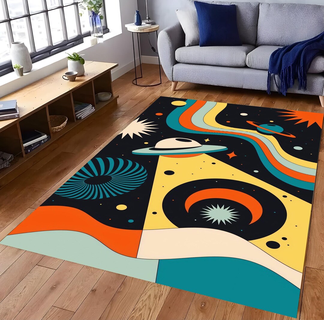 Ufo Rug, Alien Rug, Space Rug, Colorful Space Decor, Planet Rug, Kids ...