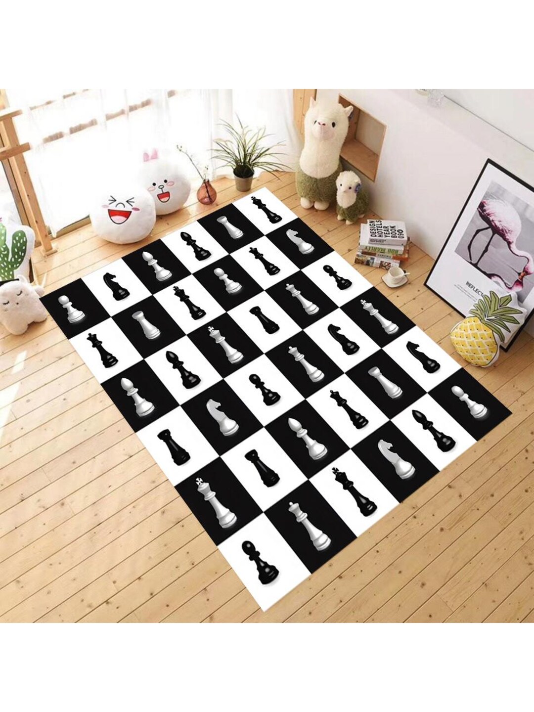 Chess Rug, Chess Game Rug, Black White Rug, Game Room, Gaming Room ...