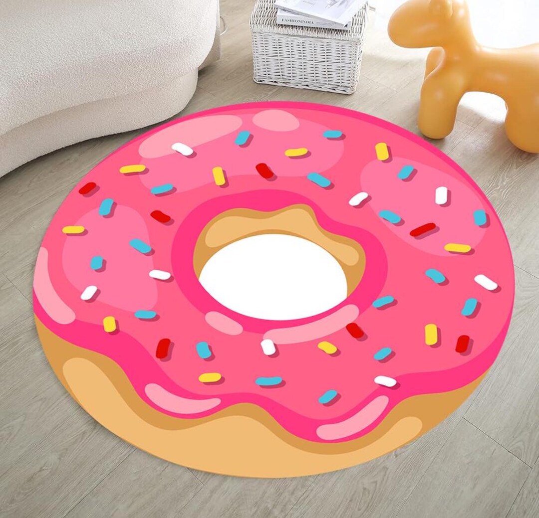 Round Rug, Donut Rug, Circle Donut Rug, Pink Donut, Kids Room Decor ...