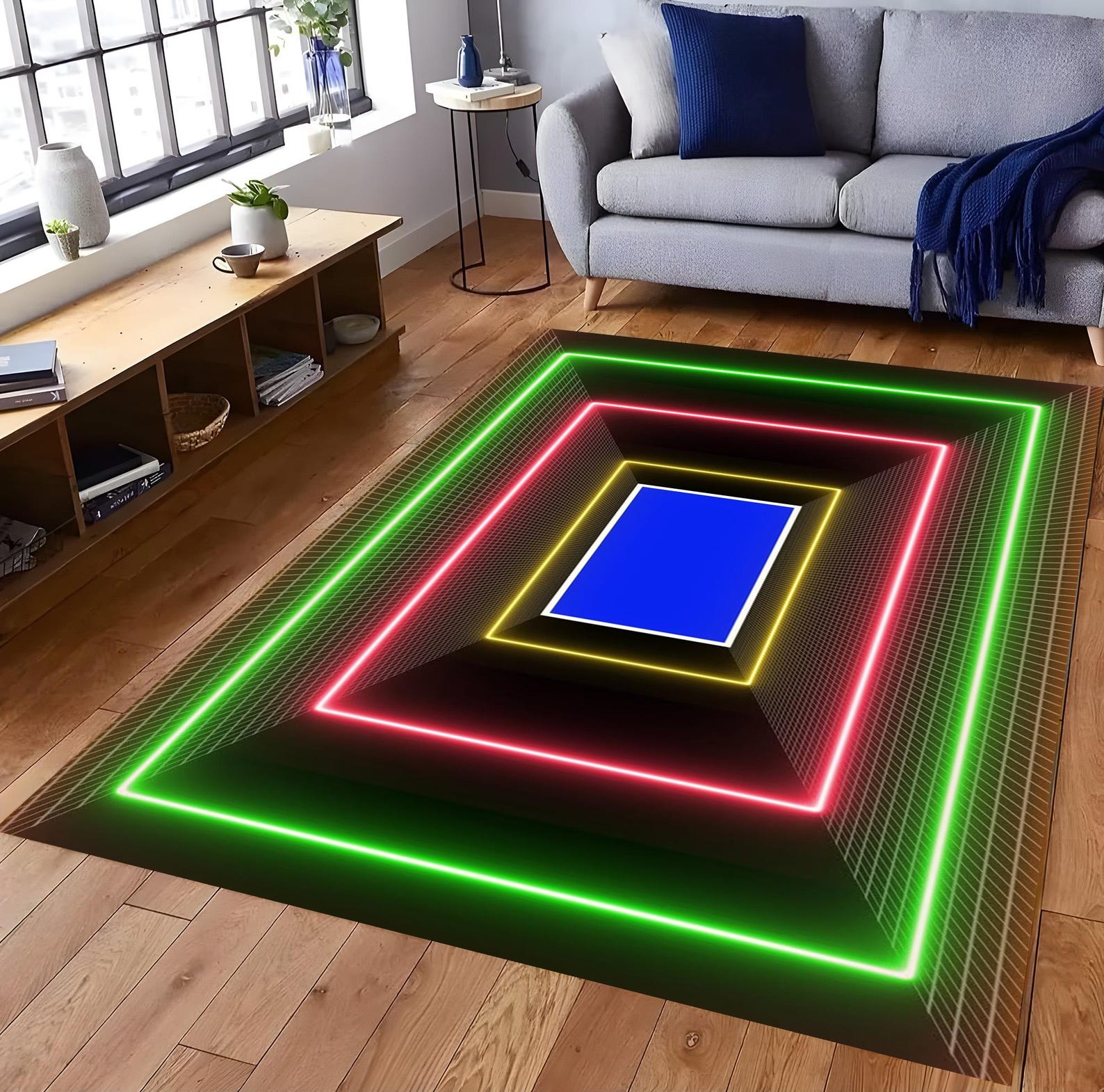 Neon Game Rug: Illusion Gamer Room Decor - Etsy