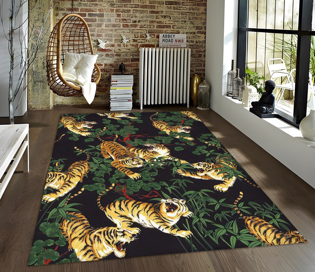 3D Tiger Rug, Tiger Decor Rug, Animal Themed Rug, Forest Rug, Modern ...