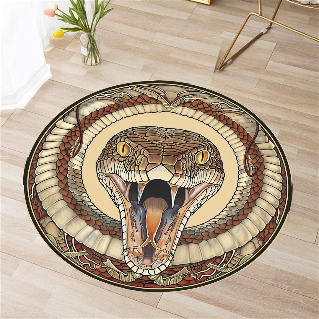 Round Rug, Snake Art Rug, 3D Cobra Rug, 3D Snake, Realistic Snake ...