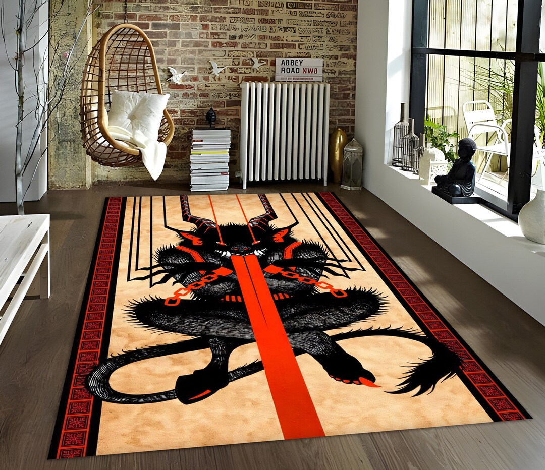 Demon Rug, Devil Rug, Baphomet Rug, Horror Decor Rug, Modern Area Rug ...