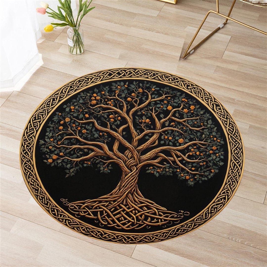 Round Rug, Tree of Life, Tree Rug, Yggdrasil Tree Rug, Gothic Tree Rug ...