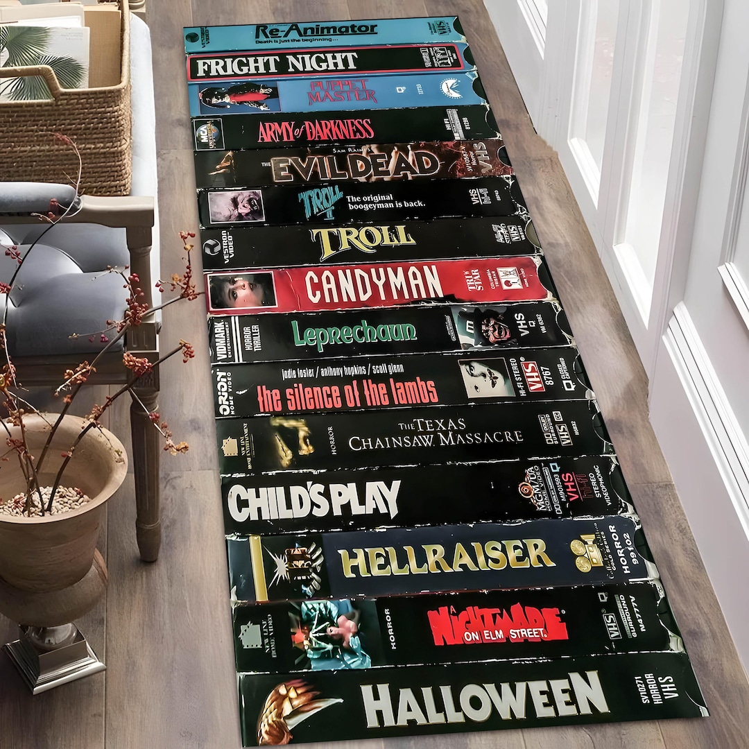Vhs Case Design, Horror Movies Rug, Movie Room Rug, Living Room Rug ...