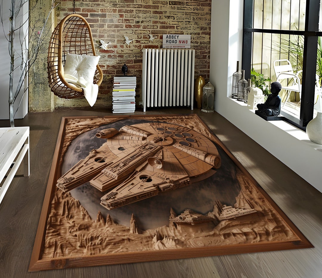 Millennium Falcon Rug: 3D Star Wars Movie Room Decor - Etsy